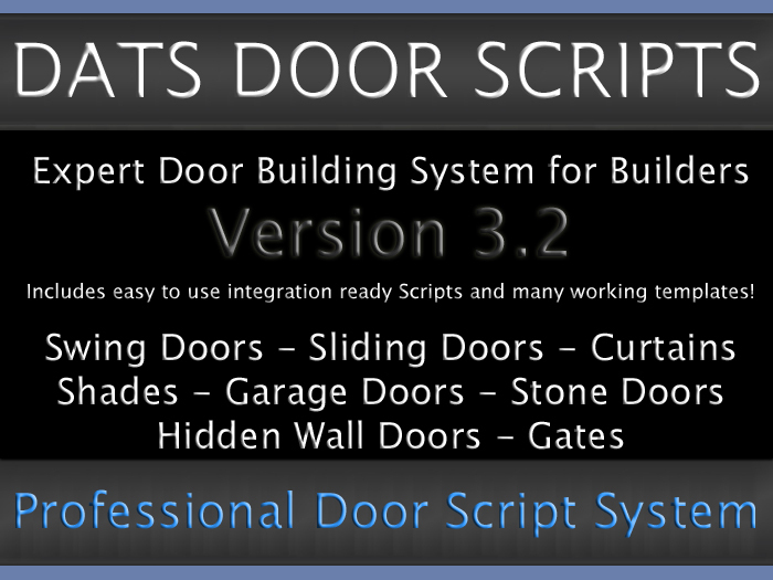 Second Life Marketplace - DATS Professional Door Script Door Scripts pack for Builders ...